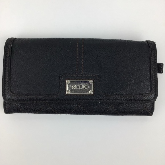 Relic | Bags | Relic By Fossil Black Wallet Quilted Stitch Id Cards ...
